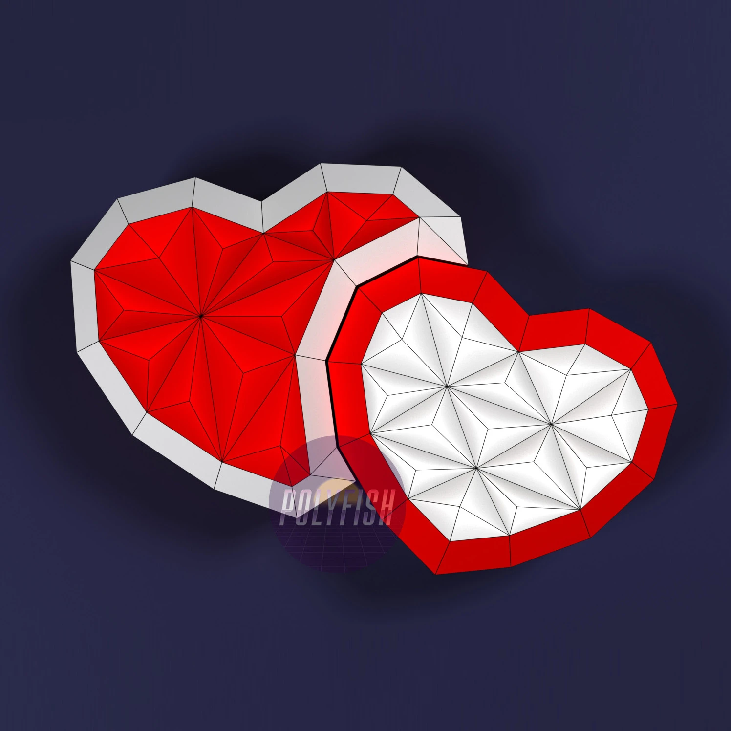 Box Two Hearts PDF Template, Low Poly, Paper Sculpture, DIY, Pepakura ...