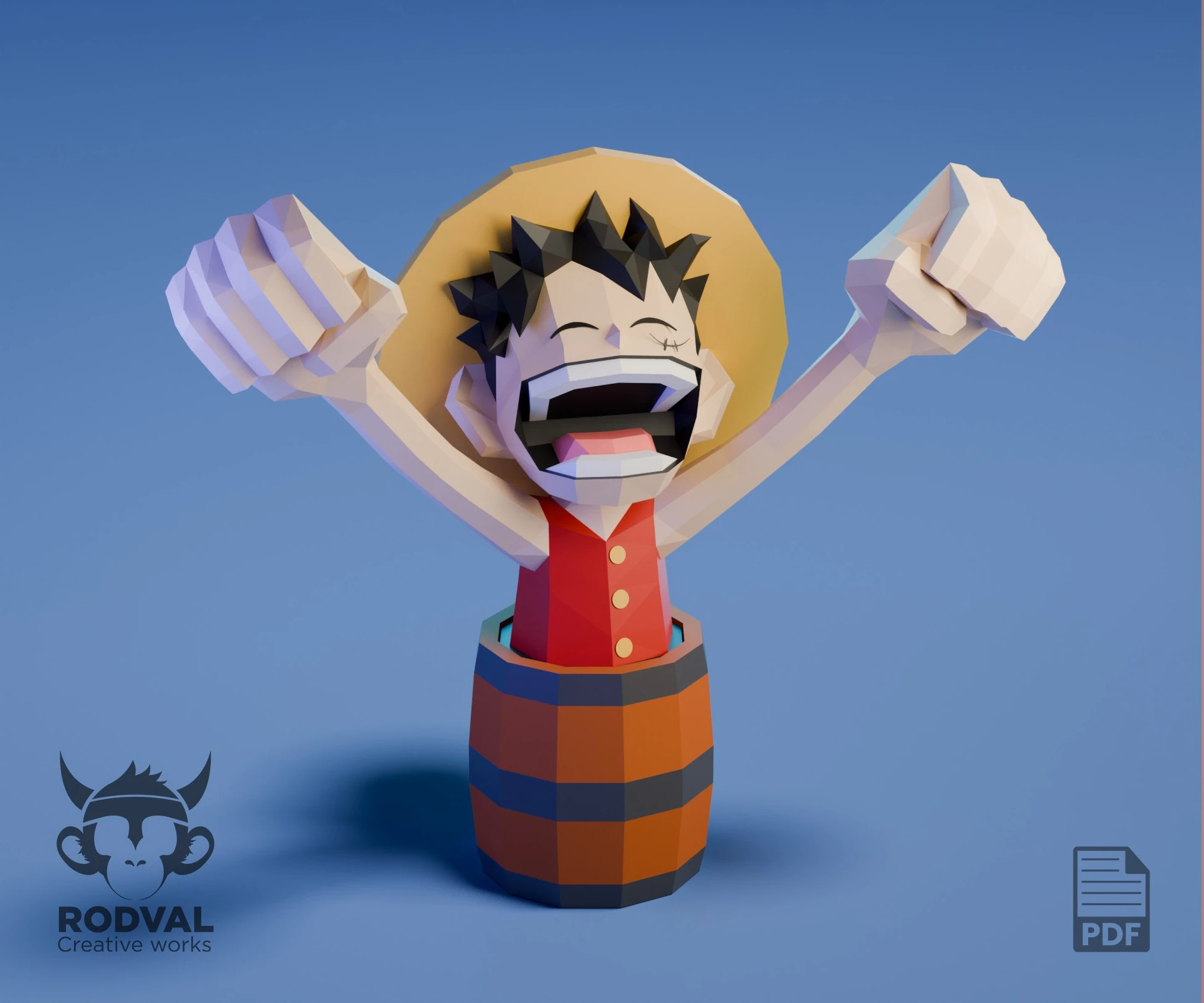 ONE PIECE WINE BARREL BOX MONKEY D.LUFFY, Papercraft, Template, DIY ...