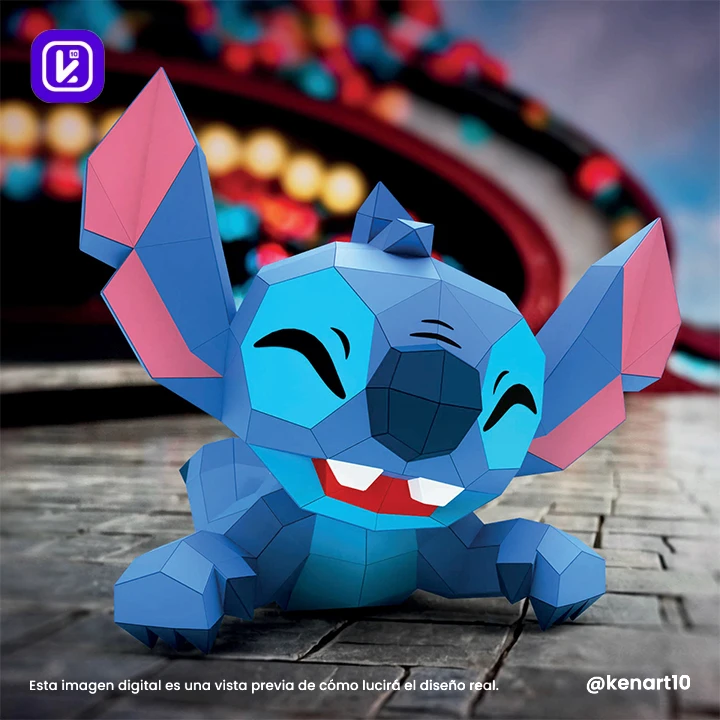 Stitch v2, Lilo & Stitch, Walt Disney Papercraft Low Poly 3d DIY Kenart10
