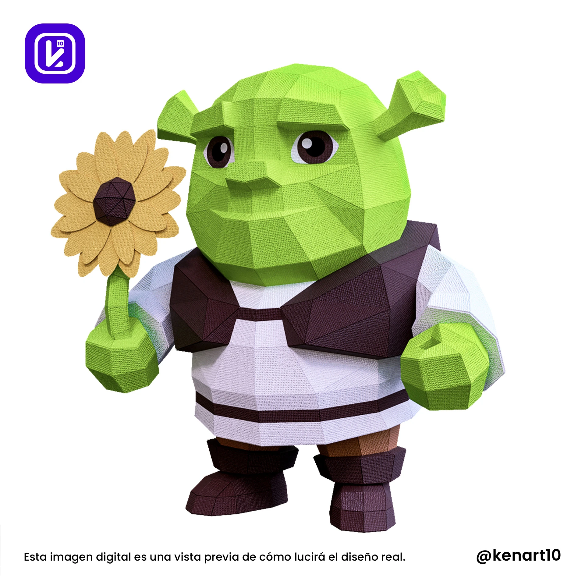 Shrek, Walt Disney Papercraft Low Poly 3d DIY Kenart10