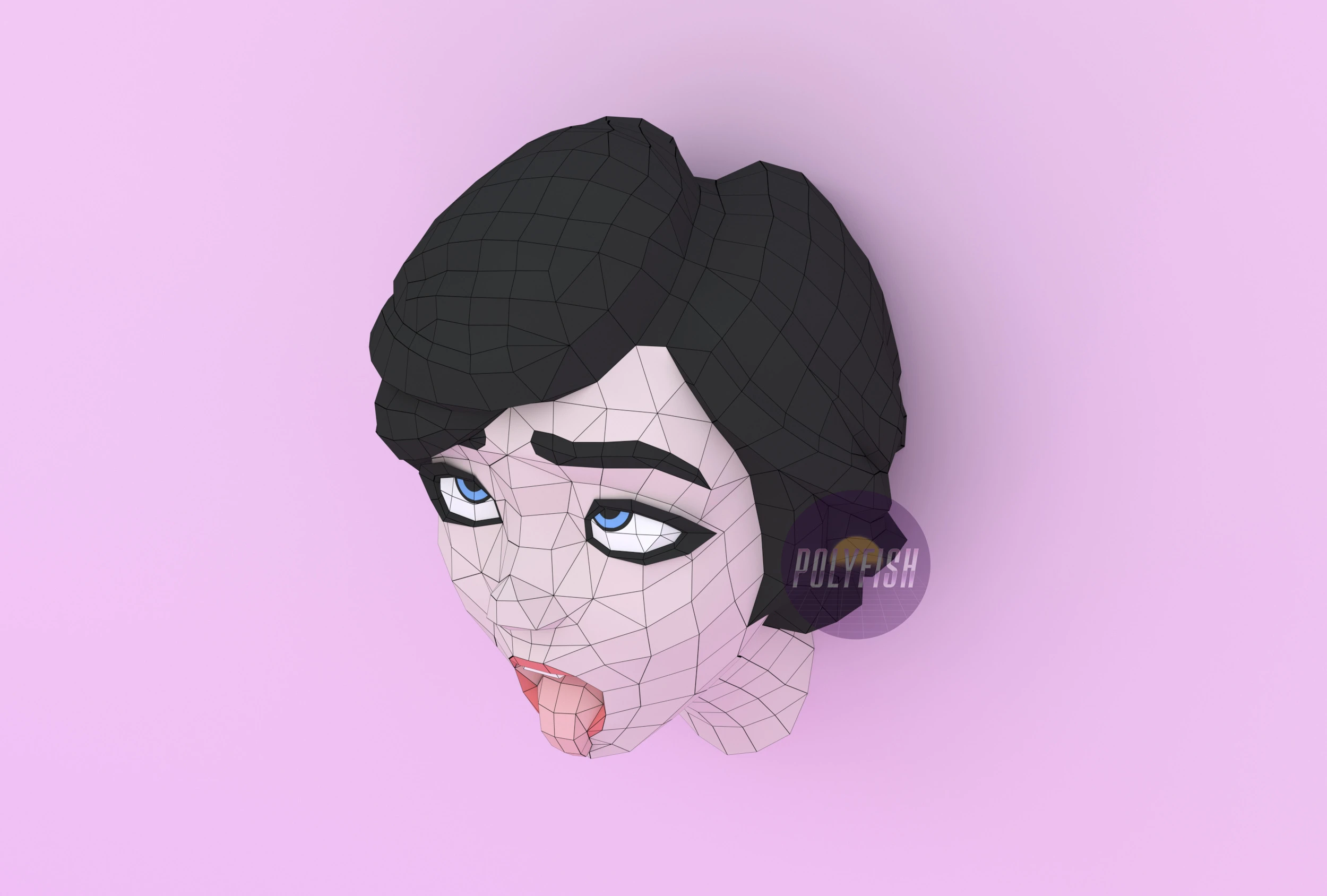 Ahegao Face PDF Template, Low Poly, Paper Sculpture, DIY, Pepakura ...