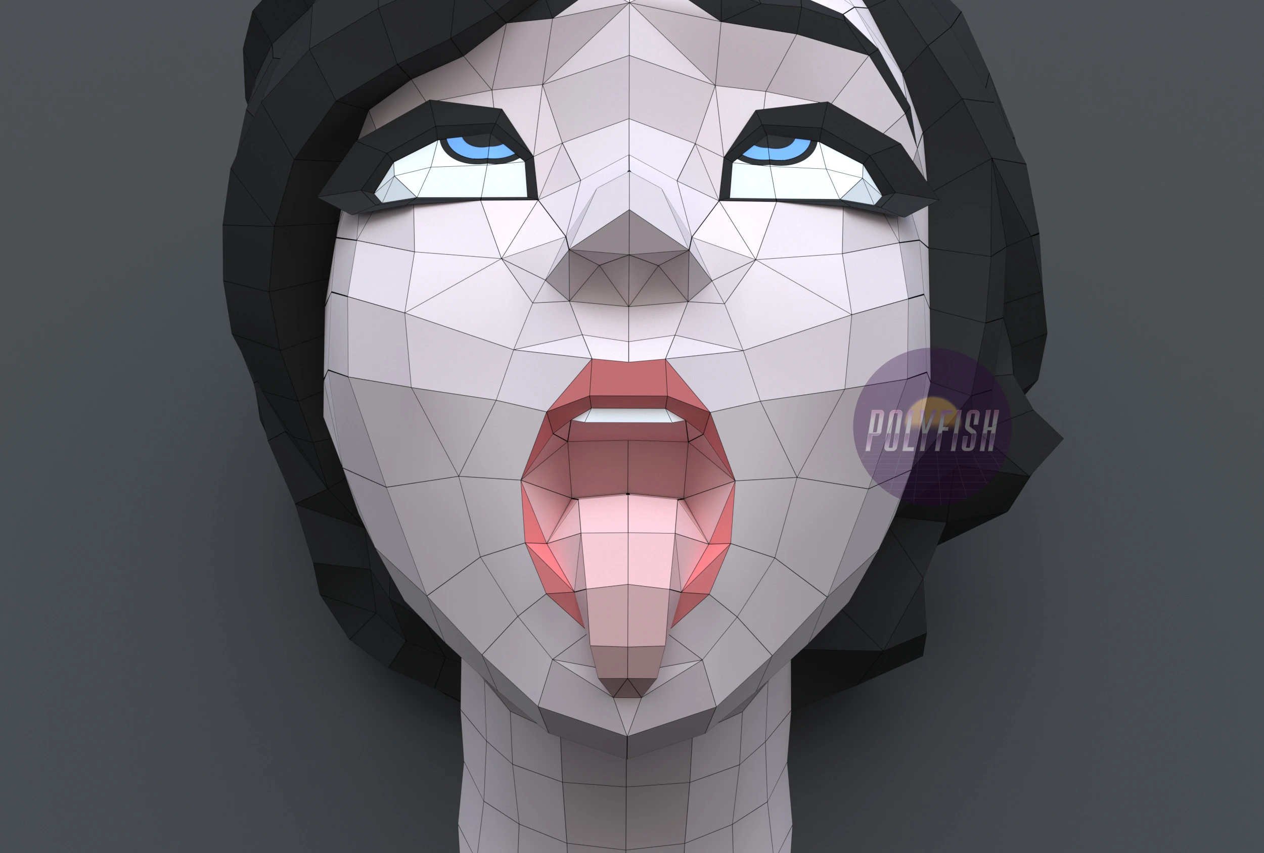 Ahegao Face PDF Template, Low Poly, Paper Sculpture, DIY, Pepakura ...