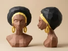 Papercraft African Woman Bust, Low Poly 3D Model, Papercraft women ...