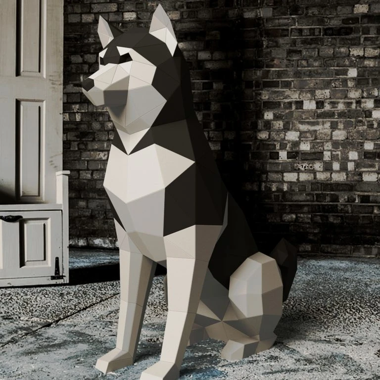 Husky Papercraft Low Poly Decoration, PDF Template, DIY Paper 3D ...