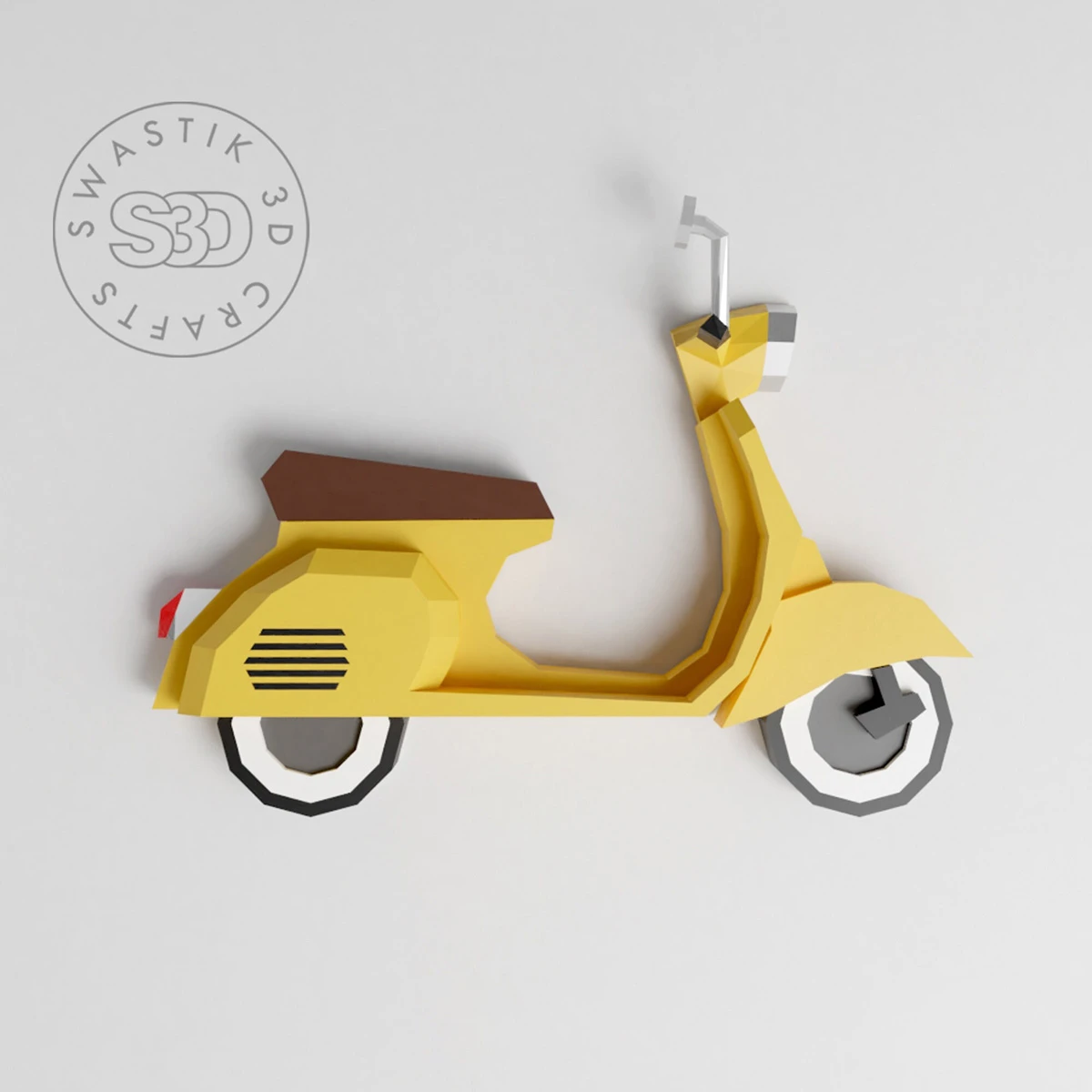 3D Scooter Papercraft Template: Lowpoly DIY Decor (PDF)