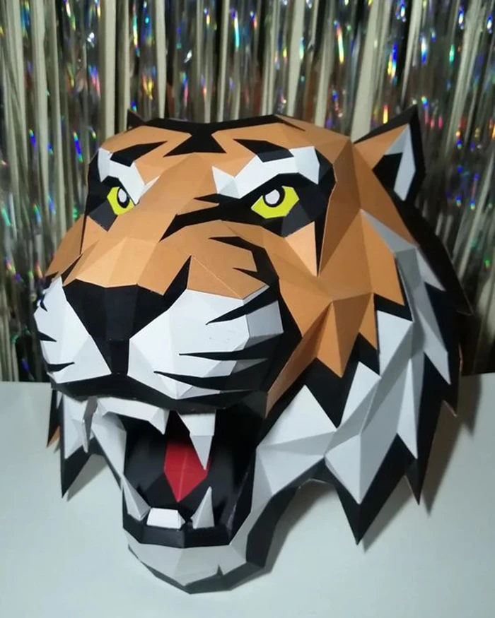 Angry Tiger Mask Papercraft, Pdf, Gurko, Pepakura, Template, 3D Origami ...