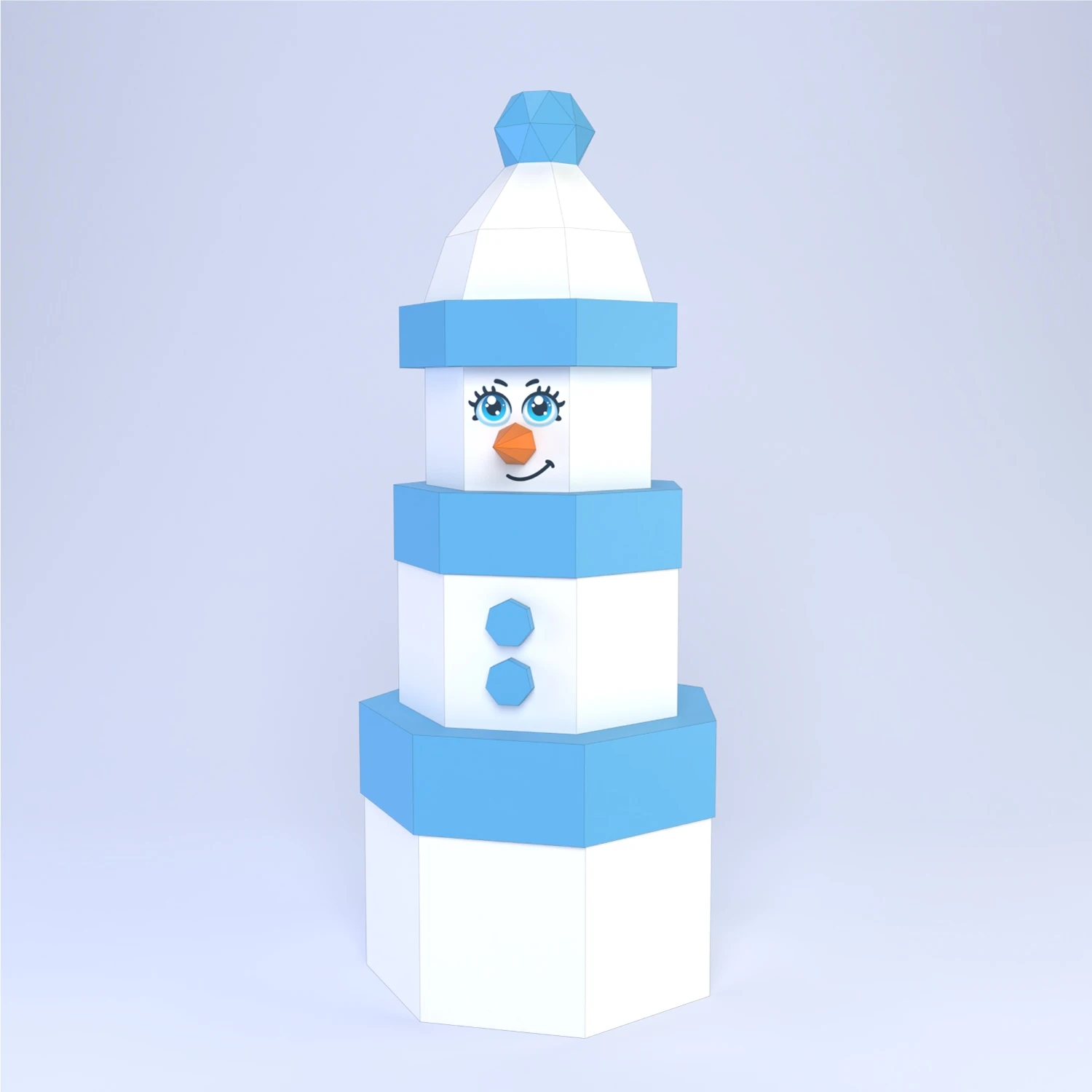 Low Poly Snowman Made From Boxes Papercraft Template | DIY 3D Geometric ...