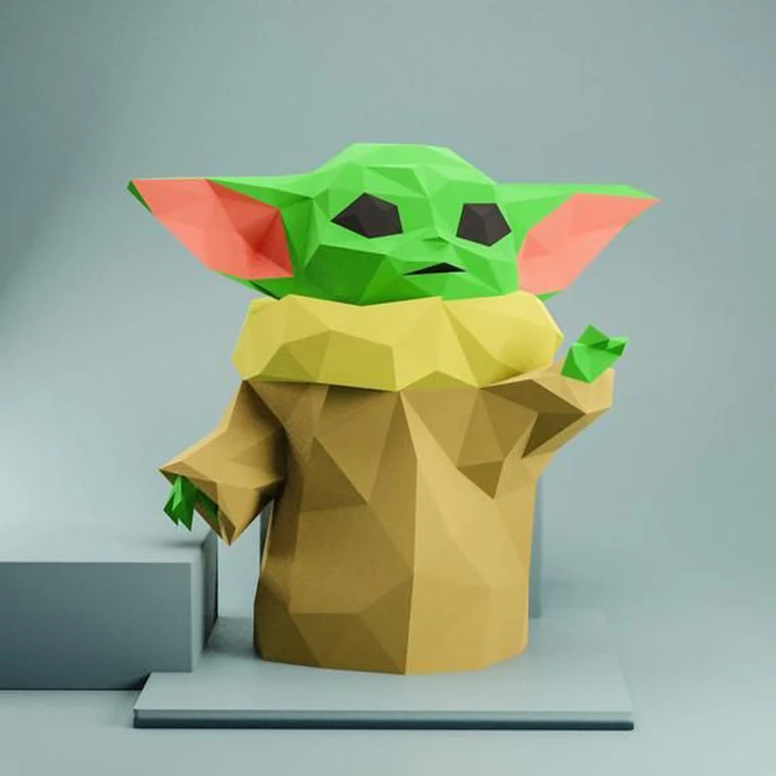 Baby Yoda 3D Decor Low poly Papercraft, DIY, PDF