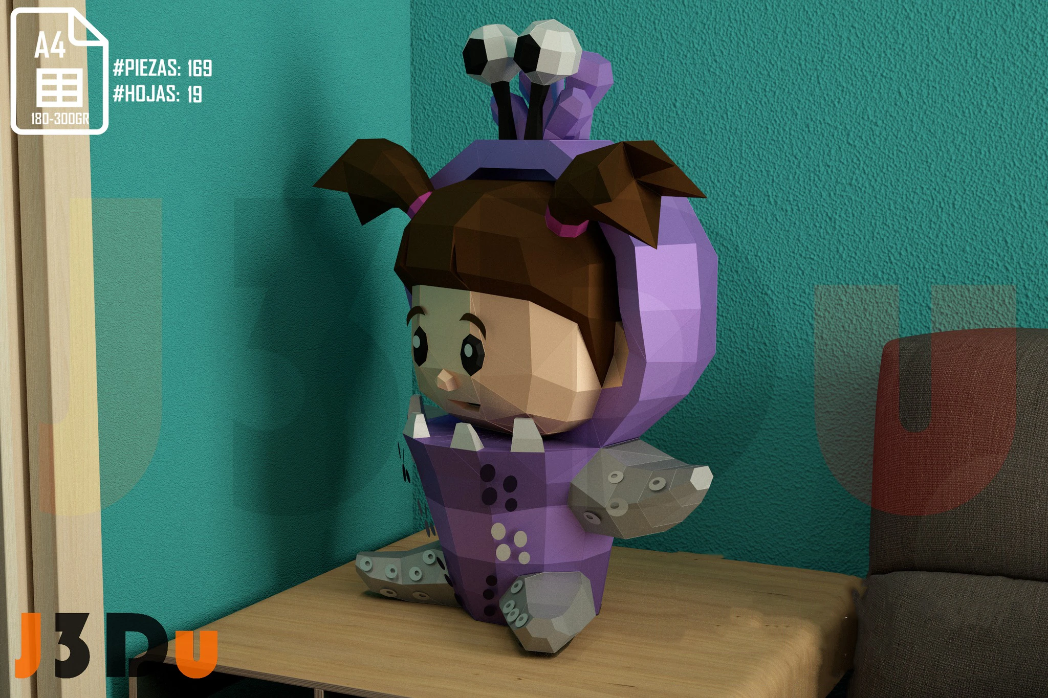 Boo (Monsters, Inc.) Papercraft PDF, Template For office, Room, Decor ...