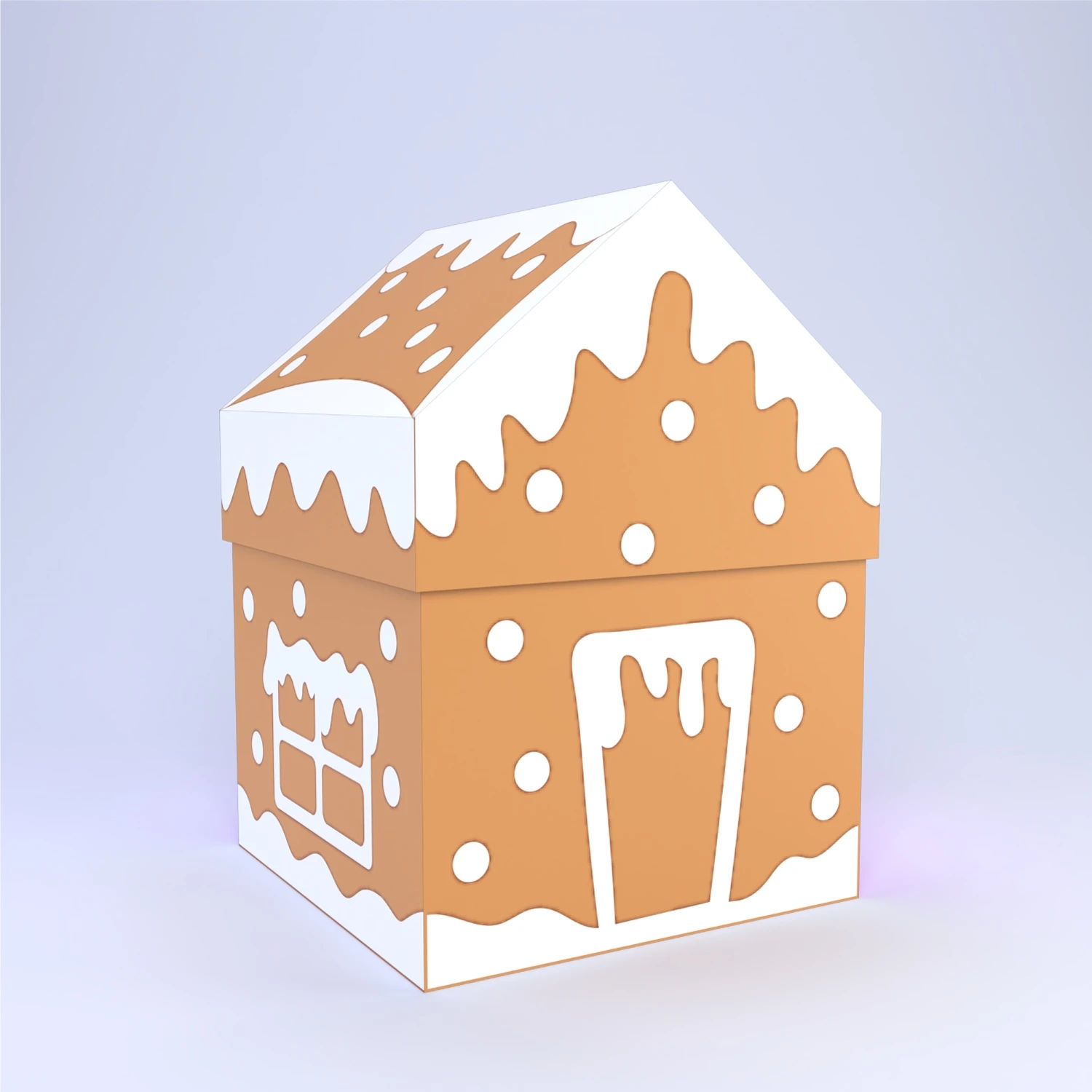 Gingerbread House Box Papercraft Template | DIY 3D Low Poly Candy House ...