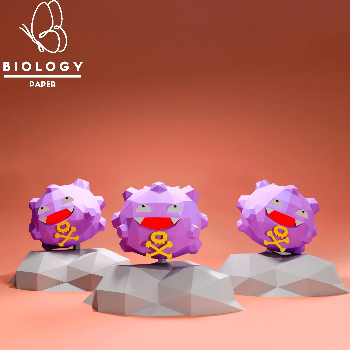 Pokemon Koffing Wobble Low Poly Papercraft Template Pepakura PDF DIY ...