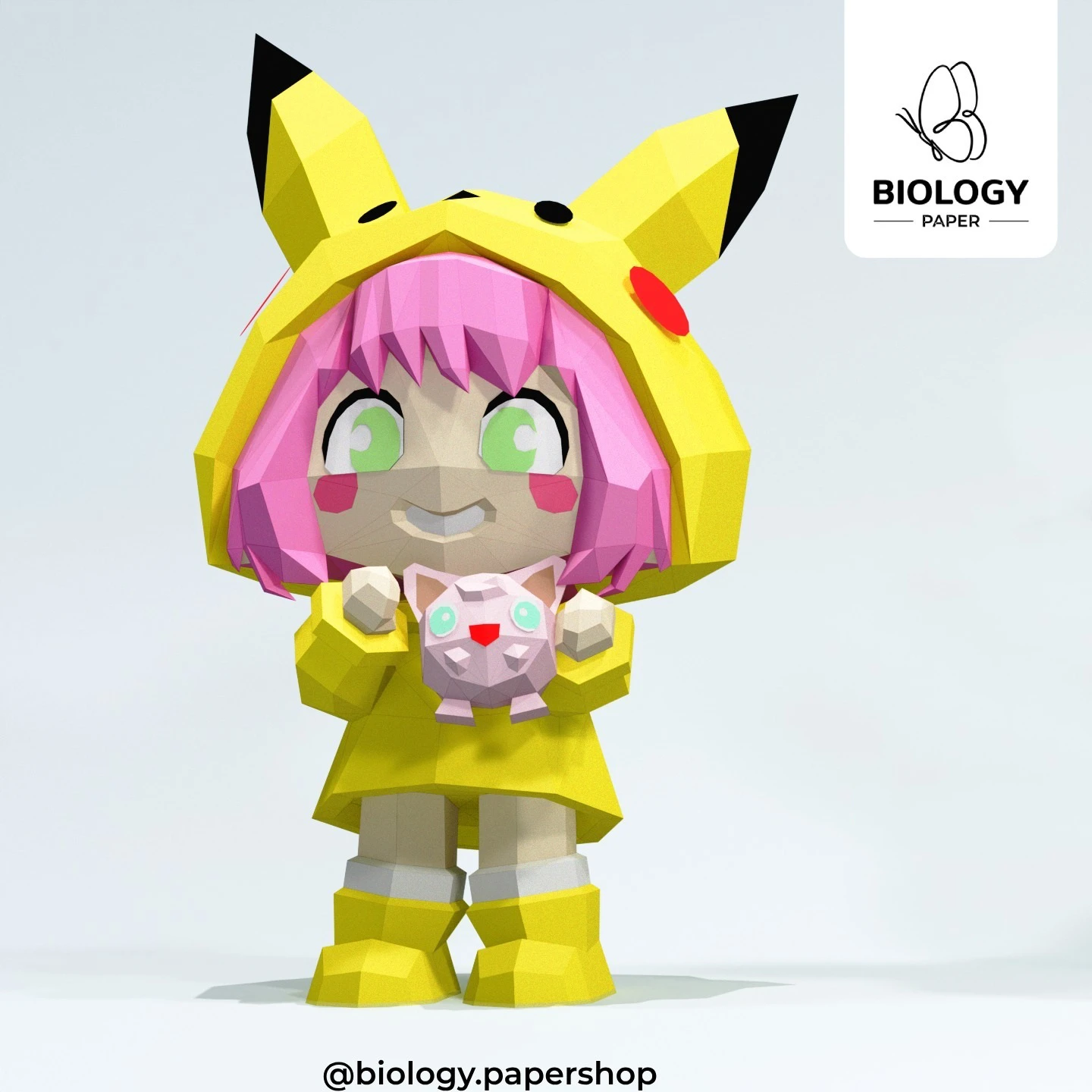 Anya Forger Spy x Family in Pokemon Pikachu Pajamas Low Poly Papercraft ...