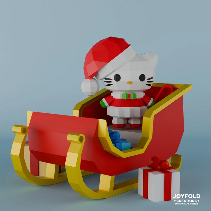 JoyFold Doll Hello Kitty Santa Papercraft/Template PDF/Low Poly/Papercraft/ 3D Art/ Origami ...