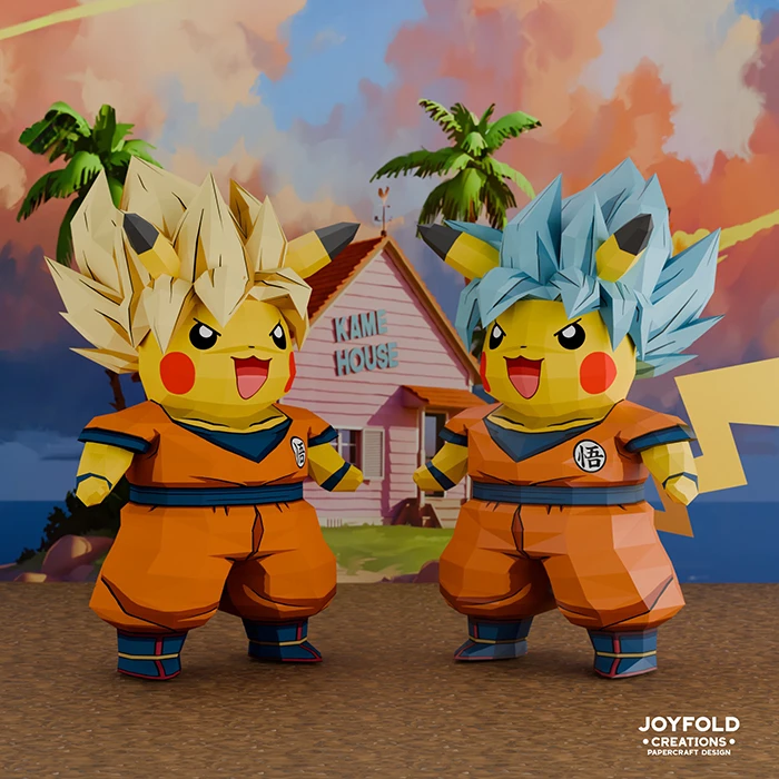 JoyFold Doll Papercraft Pikachu Super Saiyan/Template PDO Color Pdf ...