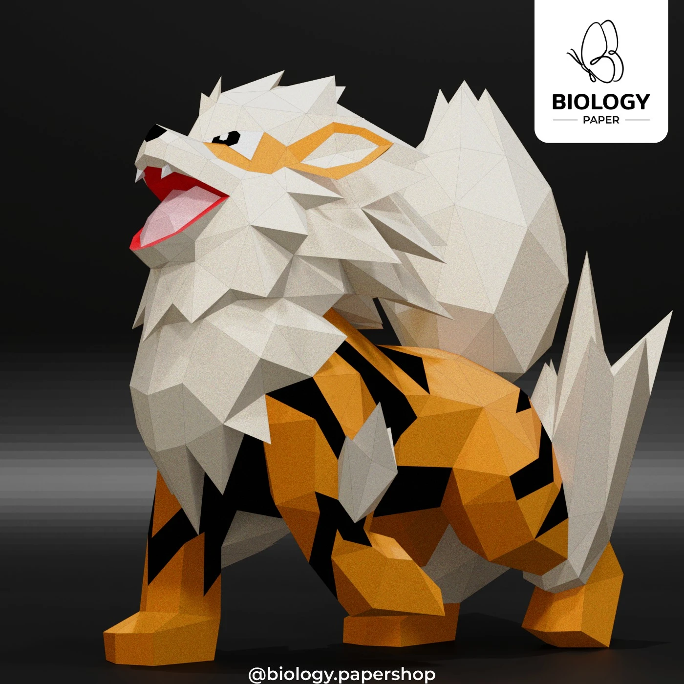 Pokemon Arcanine Low Poly Papercraft Template Pepakura PDF DIY Handmade