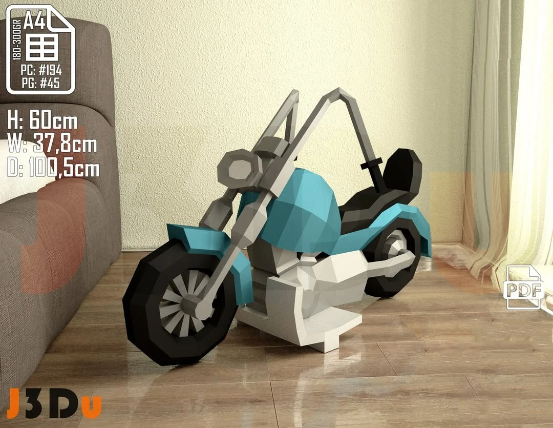 Harley-Davidson Papercraft PDF Template For office, Room, Decor, DIY ...