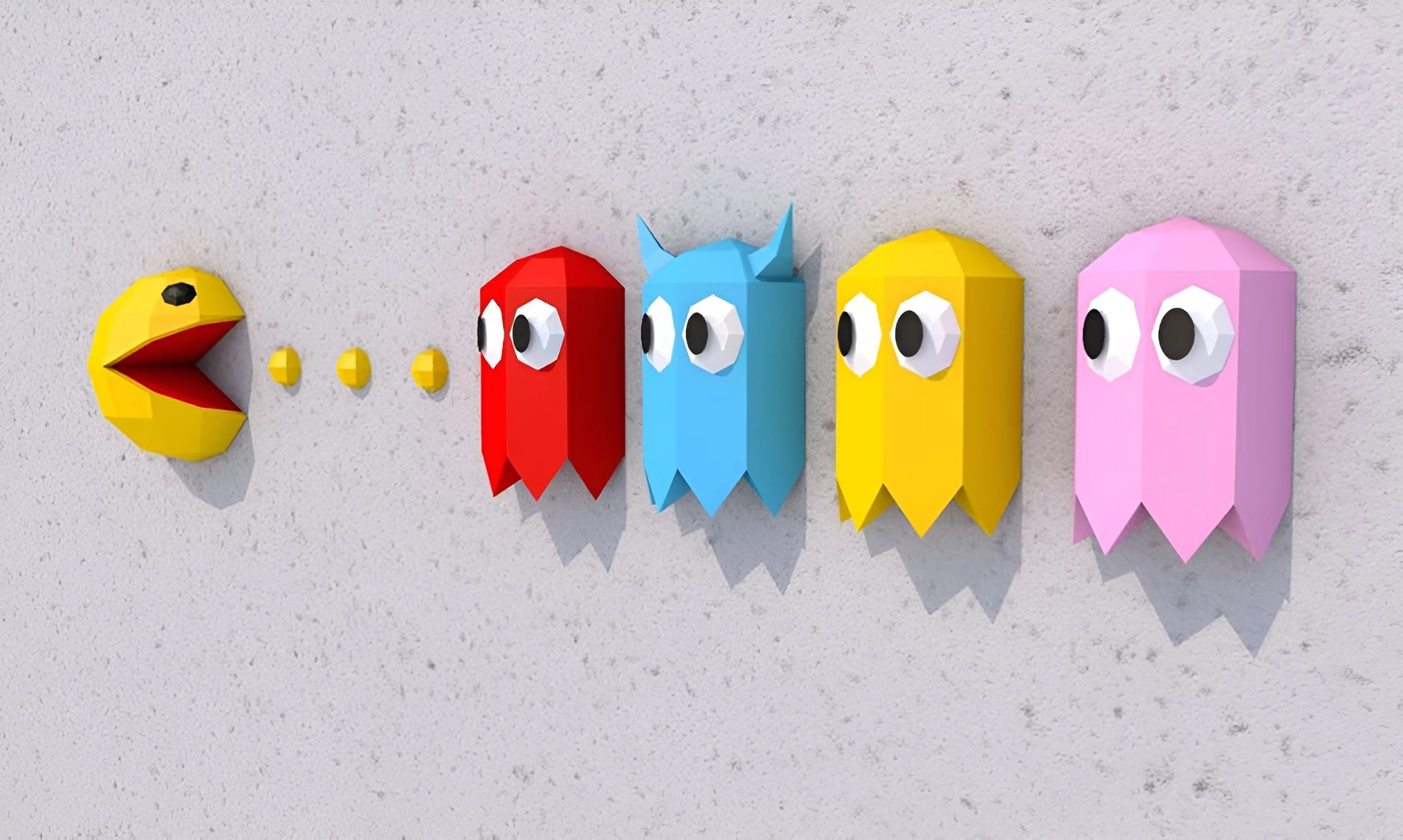 PacMan PDF Templates, DIY 3D Model, Papercraft, PDF, Low Poly, 3D model ...