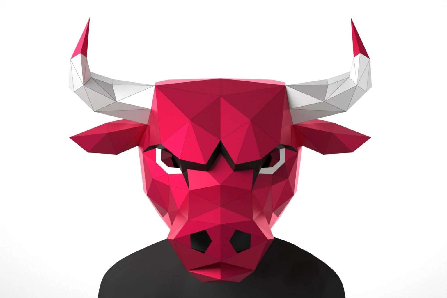 Chicago Bull Mask, PDF Template, Polygonal Paper Art, Paper craft pdf ...