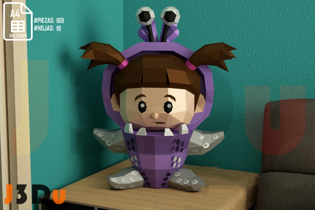 Boo (Monsters, Inc.) Papercraft PDF, Template For office, Room, Decor ...
