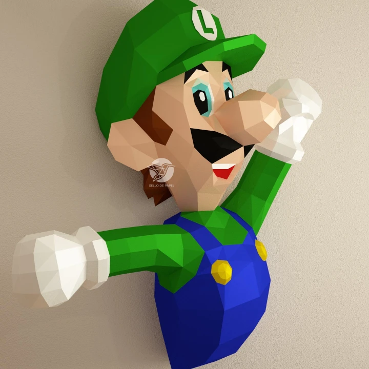Super Luigi - Mario Bros Papercraft PDF Template DIY 3d Model FanArt ...