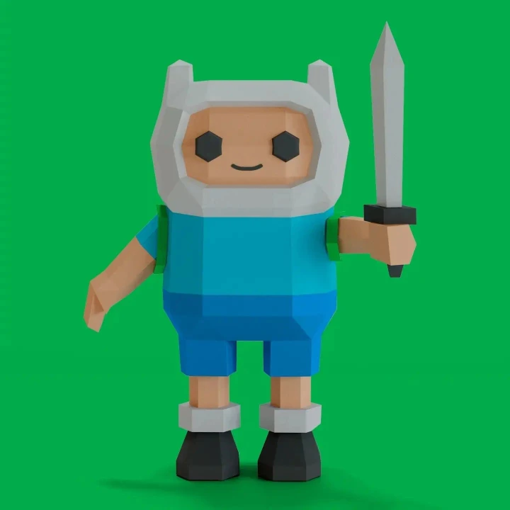 Finn 3D Digital Template PDF | DIY Papercraft | Adventure Time ...