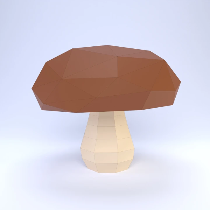 Low Poly Mushroom Papercraft Template | DIY 3D White Mushroom Sculpture ...
