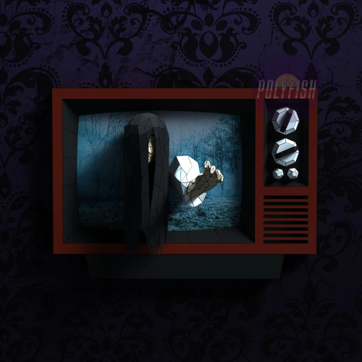 Ringu, リング, Sadako (Samara)+TV PDF Template, Low Poly, Paper Sculpture ...