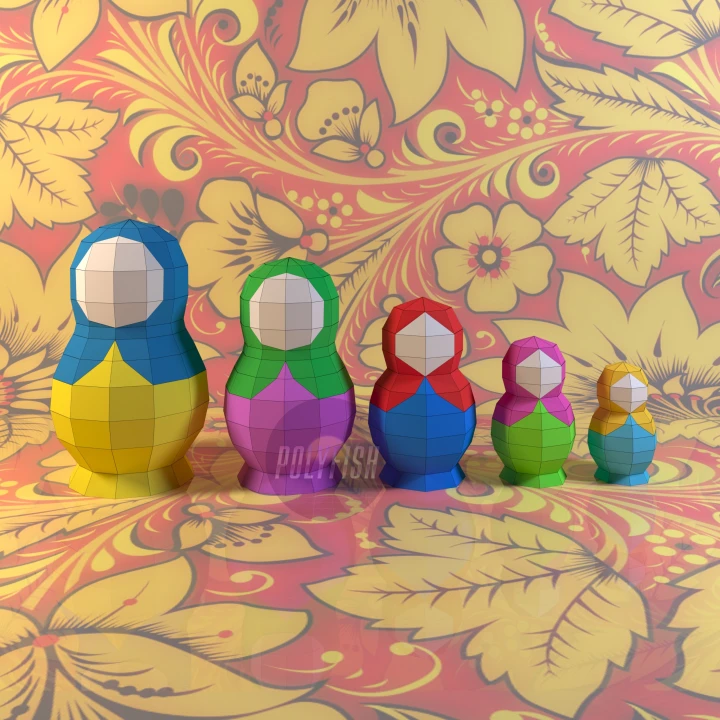 Matryoshka PDF Template, Low Poly, Paper Sculpture, DIY, Pepakura ...