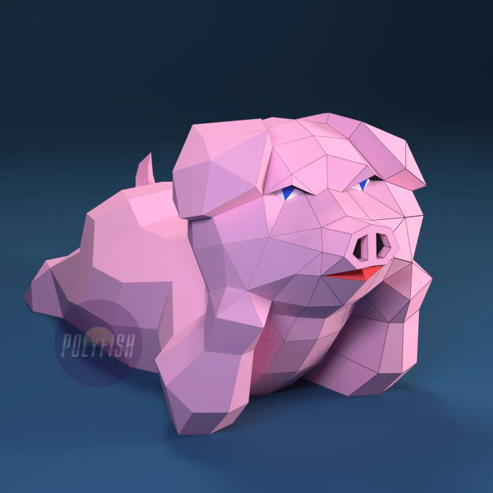 Piggy PDF Template, Low Poly, Paper Sculpture, DIY, Pepakura Pattern ...