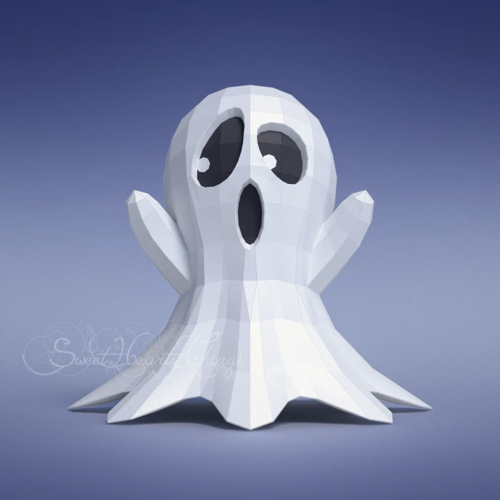 DIY 3d papercraft Little Ghost PDF Templates Low Poly SweetHeartyThings