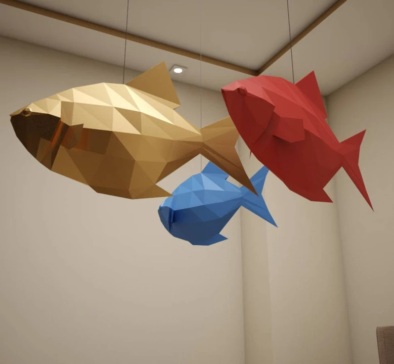 Papercraft Fish, pattern PDF template, 3d paper craft, paper sculpture ...