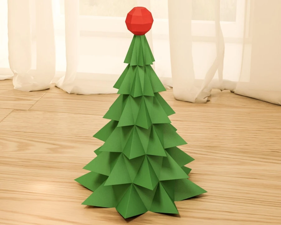 DIY Paper Christmas Tree, 3D Papercraft New Year gift, low poly paper ...