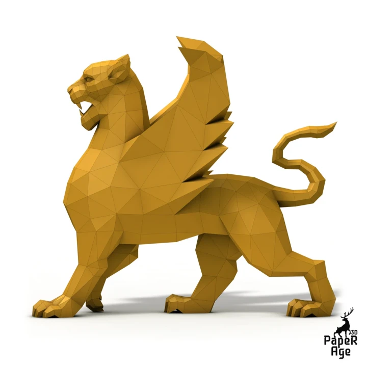 Winged Lion , Papercraft, Pepakura, Lowpoly, Low Polygon, 3D Papercraft ...