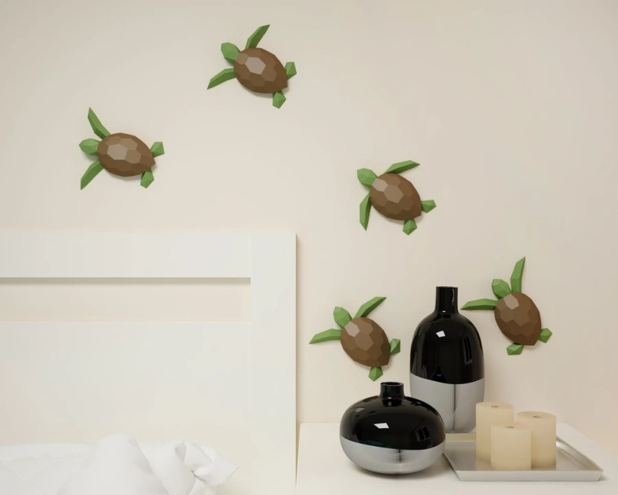 Papercraft Turtles, Paper Craft turtle model, Tortoise PDF template, 3D ...