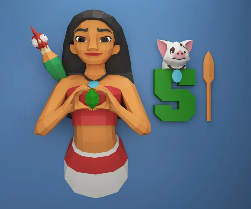 Moana Papercraft, PDF Template, DIY 3d Model, FanArt, Paper Sculpture ...