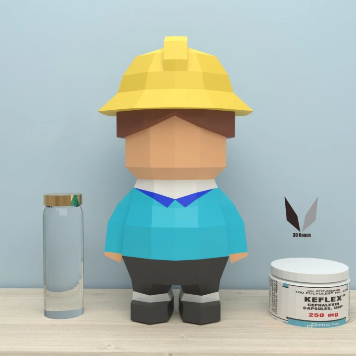 Engineer kid 3D papercraft | DIY paper sculpture | Paper model pattern ...