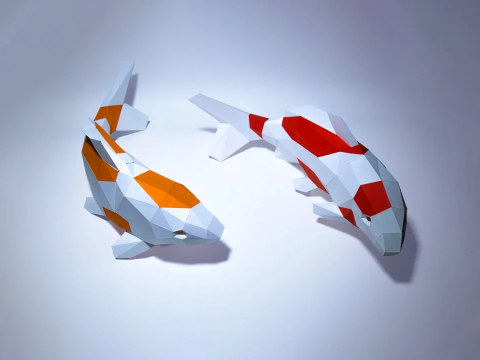 Koi Fish Paper Craft, Digital Template, Origami, PDF Download DIY, Low ...