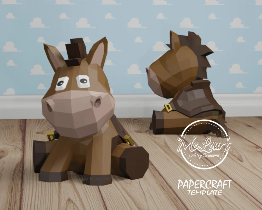 Sitting Horse/ Toy Story/ DiY Craft/ Template PDF/ Low Poly/ Papercraft ...