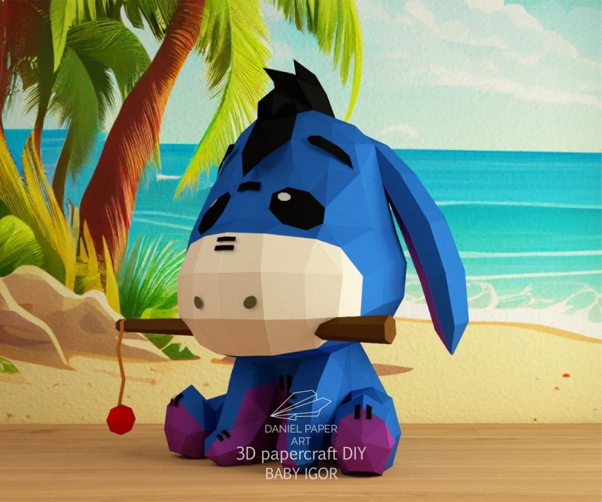 Baby Eeyore, Winnie the Pooh PDF Template, DIY 3d Model, FanArt, Paper ...