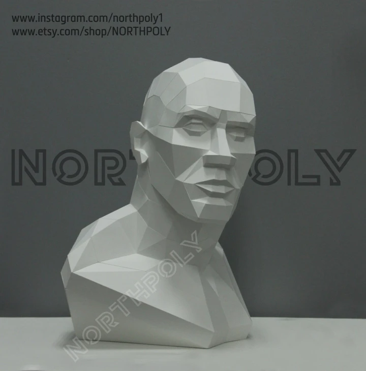 Male Bust Papercraft, Pdf, Gurko, Pepakura, Template, 3D Origami, Paper ...