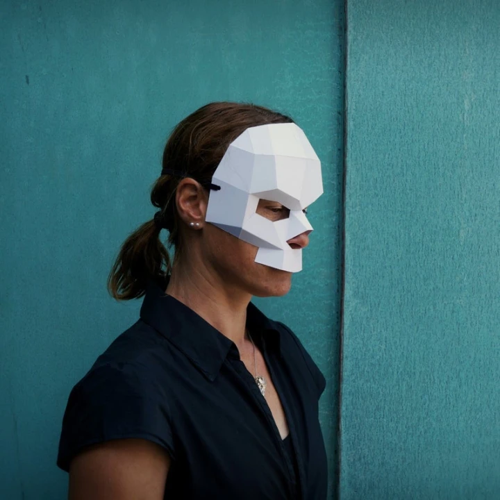 Half Skull 3D Papercraft Mask Template, Low Poly Paper Mask, Unique ...