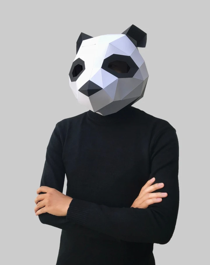 Panda bear mask template - paper mask, papercraft mask, masks, 3d mask ...