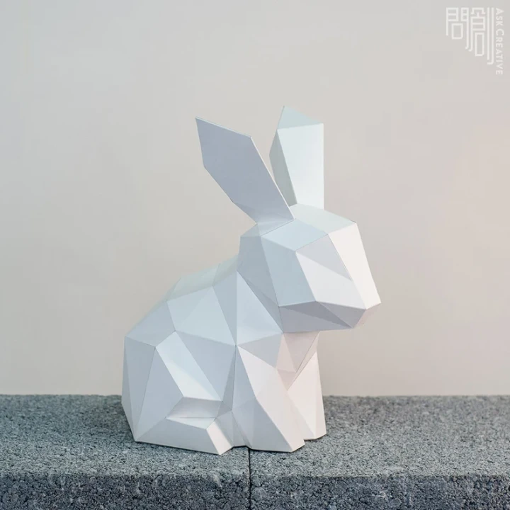 Rabbit paper model , Bunny paper model ,Papercraft , DIY , Low poly ...