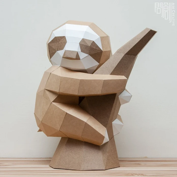 Sloth paper model,Papercraft , DIY , Low poly , PDF Papercraft , Sloth ...