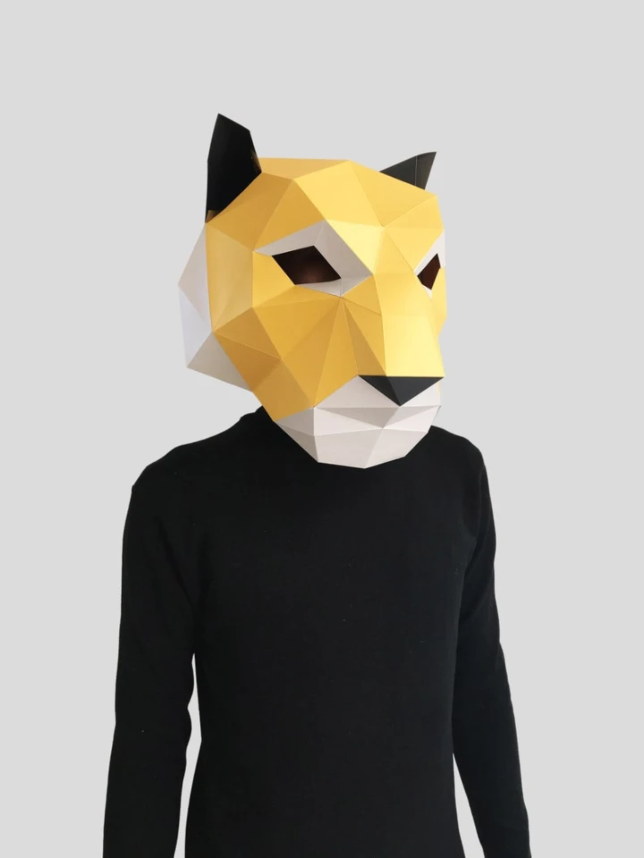 Tiger mask template - paper mask, papercraft mask, masks, 3d mask, low ...