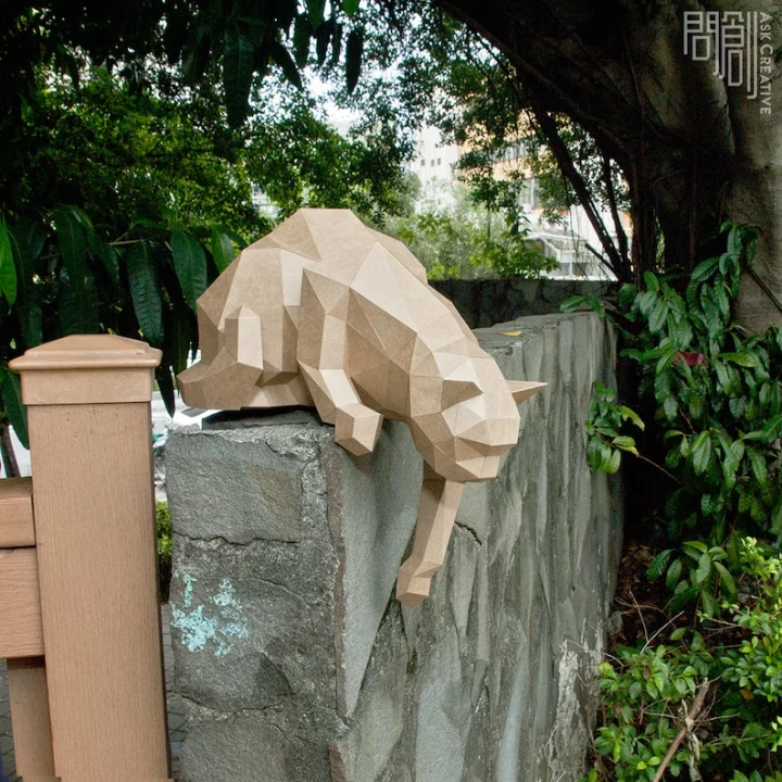 Curious Cat paper Model , Papercraft , DIY , Low poly , Cat Model , PDF ...