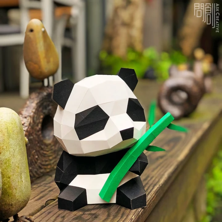 Panda paper model ,Papercraft , DIY , Low poly , PDF Papercraft , Panda ...
