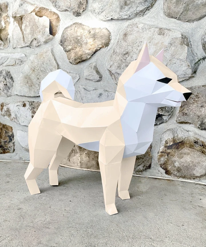 Shiba Akita Inu dog curly tail 3D Papercraft. Get PDF digital file ...
