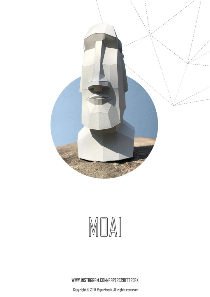Papercraft 3D MOAI STONE STATUE Rapa Nui Easter Island pepakura pdf template art Low polygonal ...