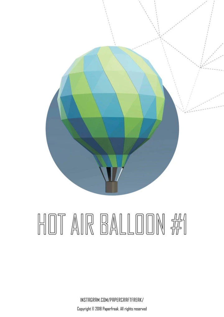 Papercraft 3D HOT AIR BALLOON #1 pepakura Low Poly Paper Sculpture DiY ...